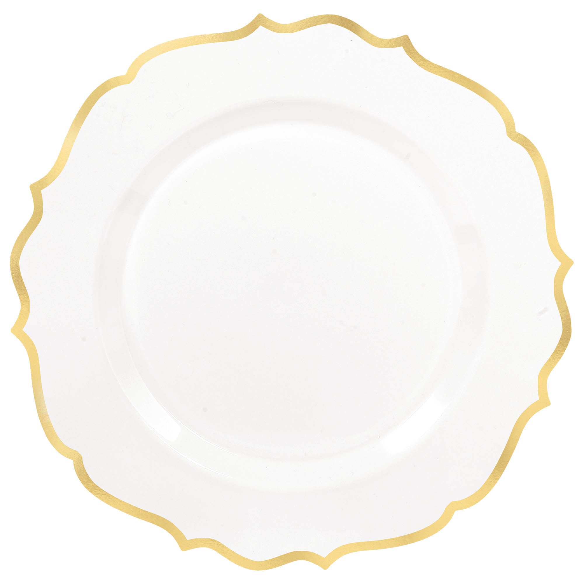 Premium Dinner Plates White/ Gold Trim – 10Pcs - The Party Warehouse