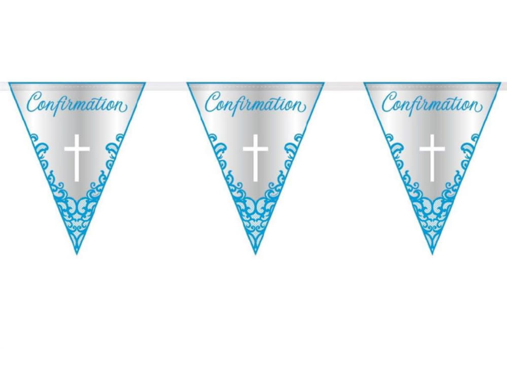 Blue Cross Confirmation Flag Banner, 9ft - The Party Warehouse